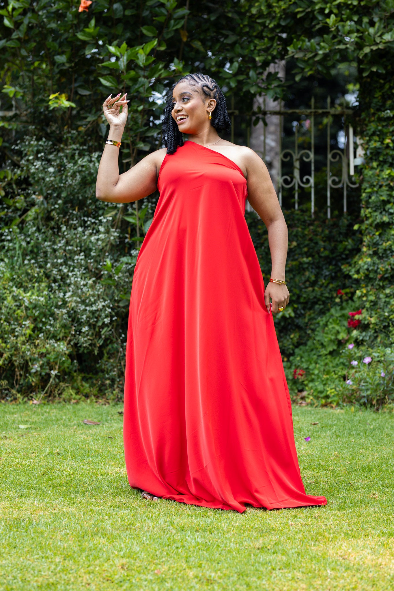 Cora One-shoulder Maxi Dress - Red – African Yuva